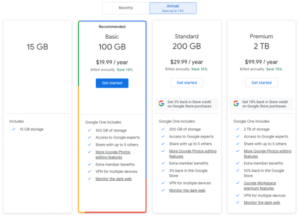Google-One-Pricing - Everything But Stromboli